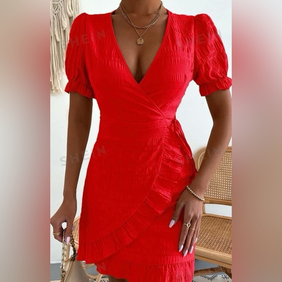 SHEIN | Dresses | Red Side Wrap Dress | Poshmark